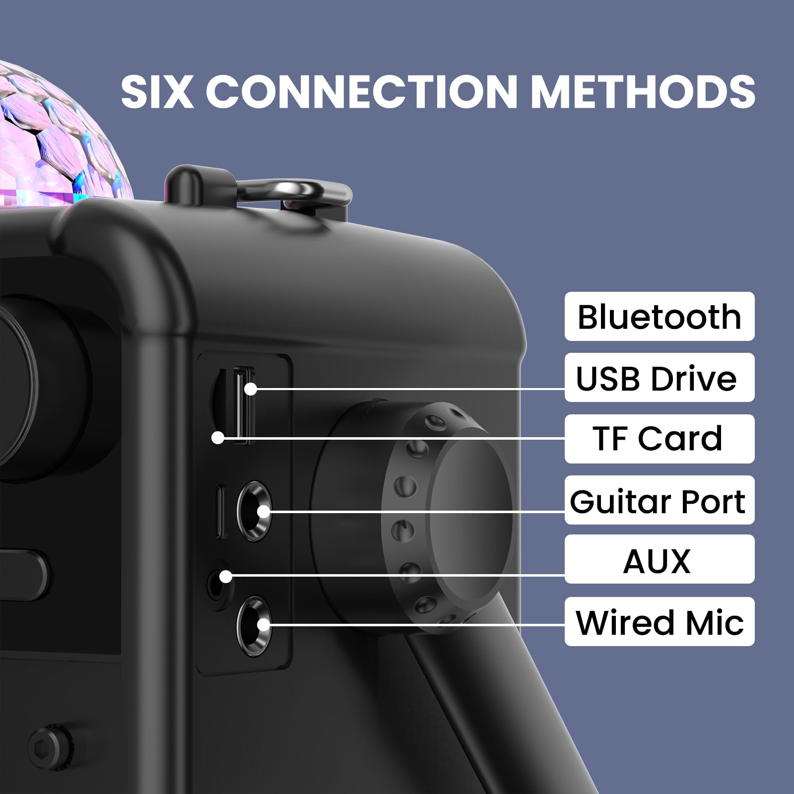 VerkTop Karaoke Machine, Portable Bluetooth Karaoke Speaker with 2 Wireless Mics for Adults Kids Singing Machine with Disco LED Lights Gifts for Girls Boys Home Party