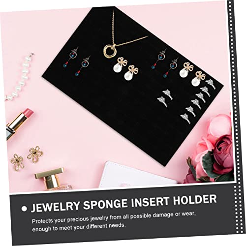 NOLITOY 2pcs Box Jewelry Sponge Pad Earrings Showcase Tray Necklace Foam Insert Ring Holder Black Ring Insert Rings Insert Mat Ring Display Pad Black Earring Sponge Liner Mosaic Ring Frame