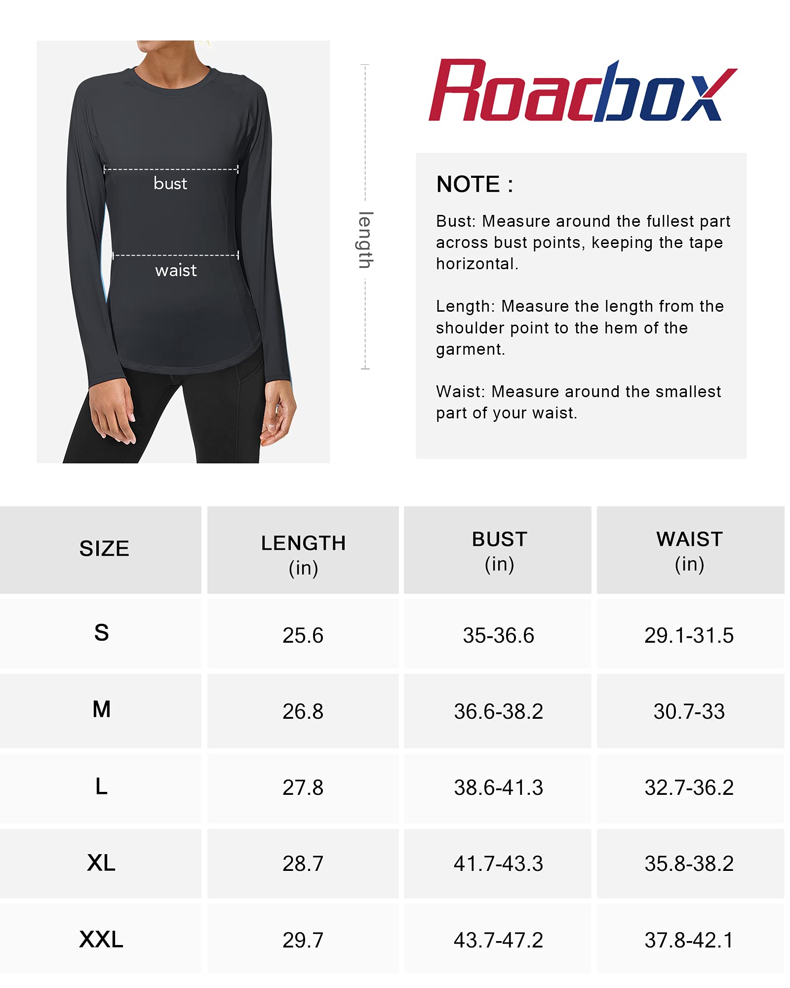 Roadbox Long Sleeve UV Sun Shirts for Women UPF 50+ Sports Athletic Undershirts