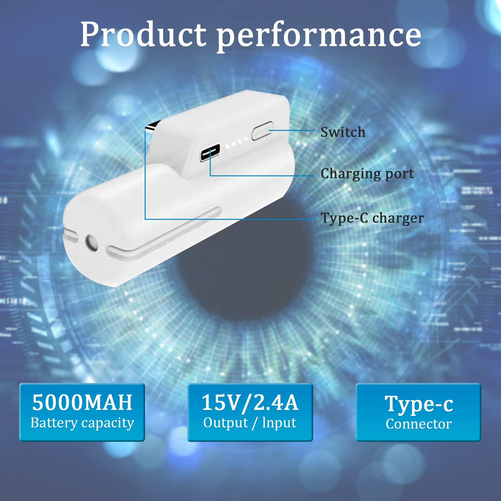 VERRNY 5000mAh Battery Pack Power Bank Compatible with Oculus/Meta Quest 2 and Quest, Elite Strap, VR Accessories,Lightweight Extended Battery Accessories for Extra 2 Hours Playtime