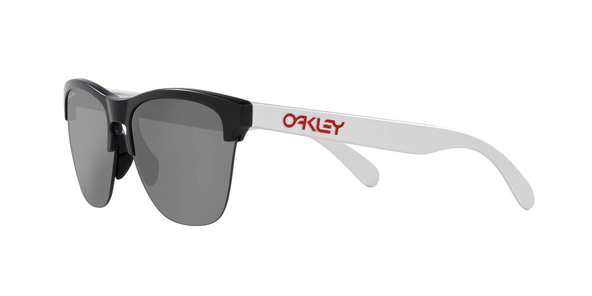 Oakley Men's OO9374 Frogskins Lite Square Sunglasses, Polished Black on Grey Print/Prizm Black, 63 mm