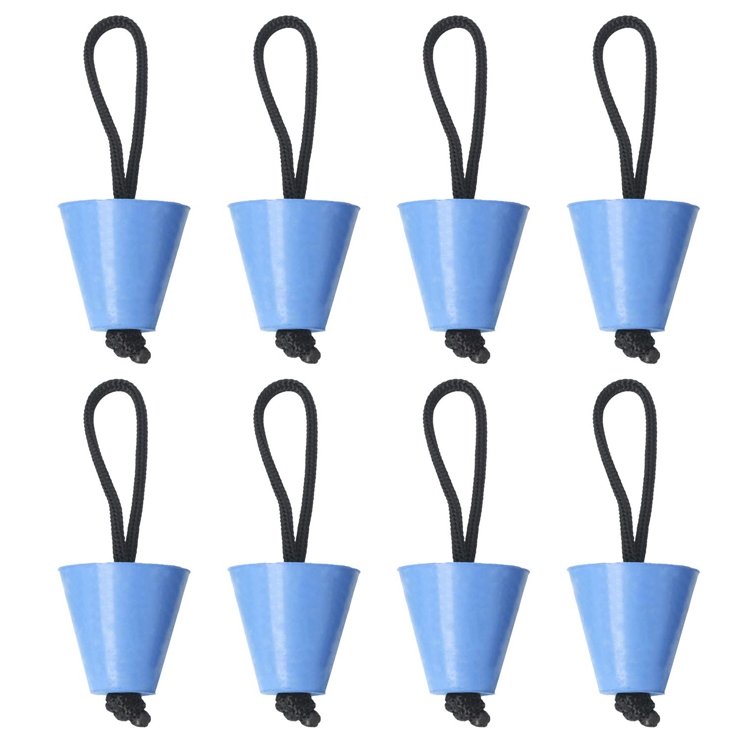 NovelBee 8 Piece of Universal Kayak Scupper Plug with Lanyard Fits 3/4" to 1.5" scuppers or scupper Holes (8-Pack,Light Blue)