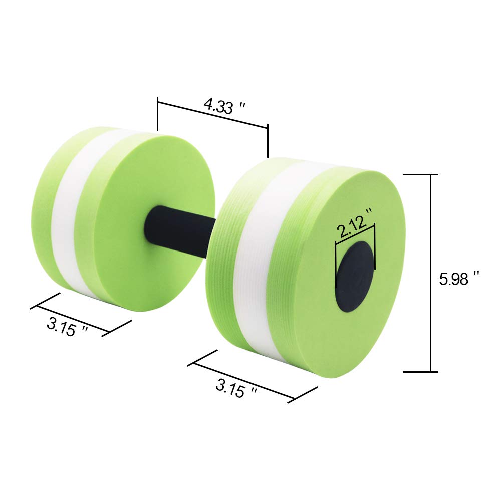 OSMOFUZE Aquatic Exercise Dumbbells β Set of 2 for Water Aerobics Fitness and Pool Exercises Green