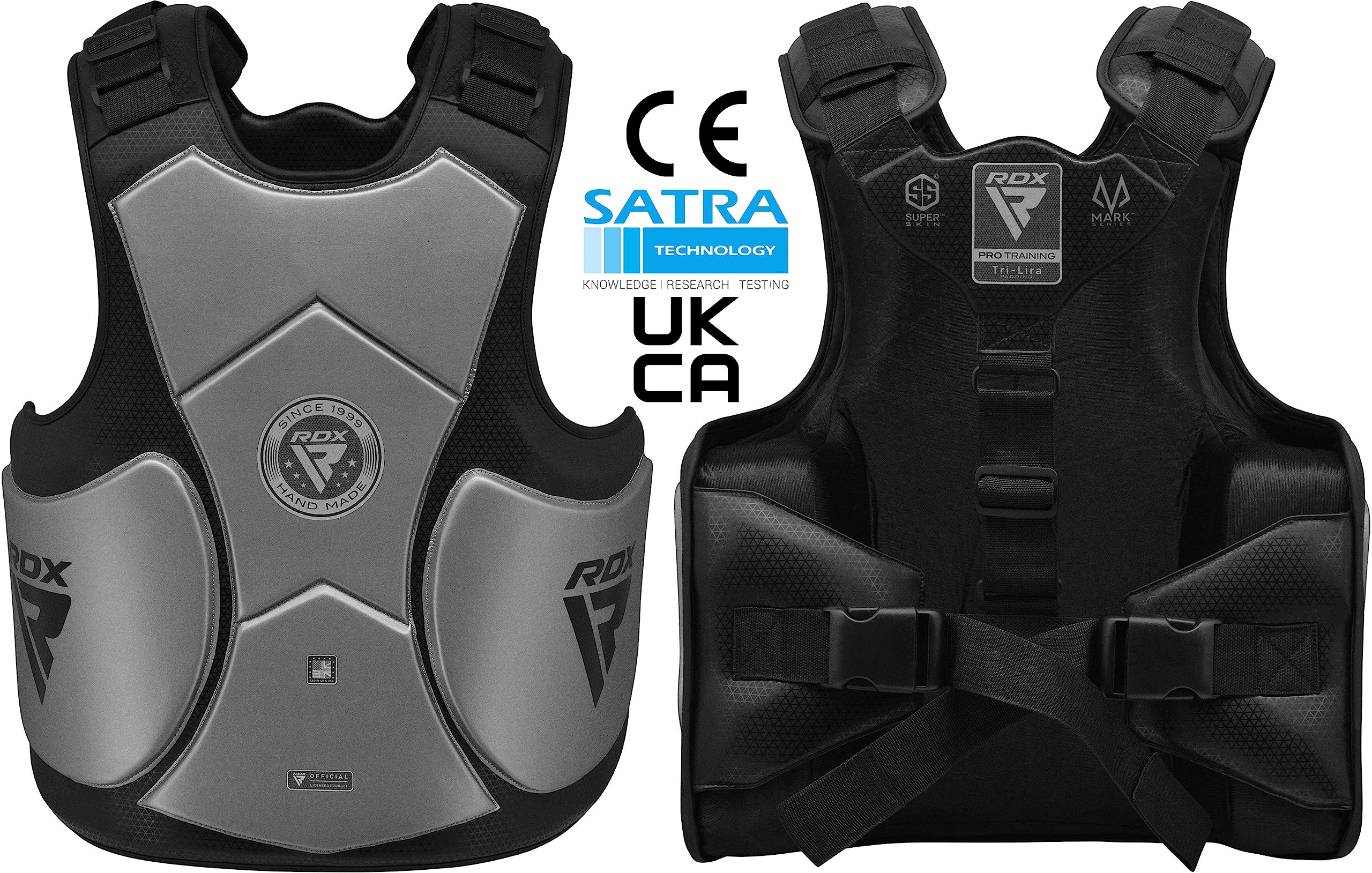 RDX Chest Guard Boxing MMA Training, Maya Hide Leather Mark Pro TRI-Lira Padded Adjustable Body Protector, Muay Thai Martial Arts Sparring Coaching Rib Shield Armour, Kickboxing Taekwondo BJJ Karate