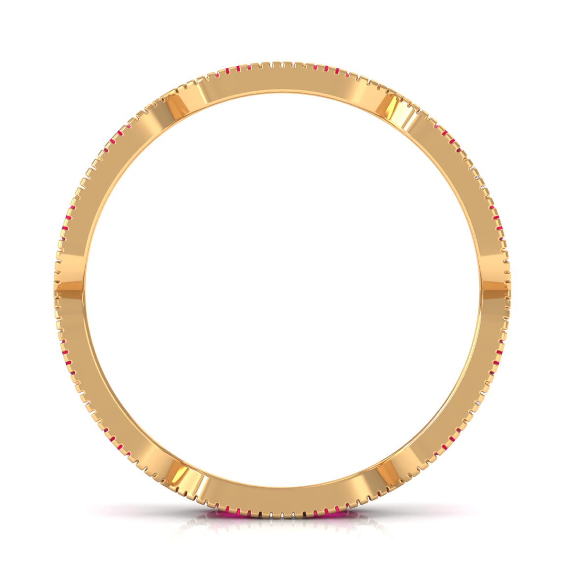 Rosec Jewels 1.25 CT Ruby and Diamond Full Eternity Ring, Ruby and Diamond Gold Full Eternity Ring, Gold Milgrain Eternity Ring with Ruby, 14K Yellow Gold, Size:US 12.00