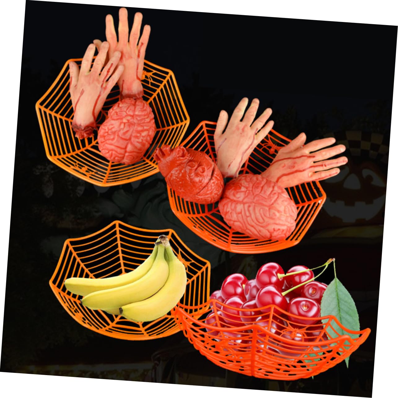 NOLITOY 3pcs Halloween Decor Cookie Decorating Fruit Decor Fruits Basket Candy Basket Halloween Party Decor Props Biscuit