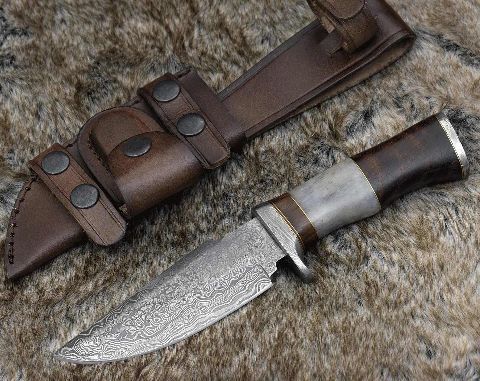 PSK180 - 9.5" inches - DAMASCUS STEEL HUNTING KNIFE, Custom Bowie Knife