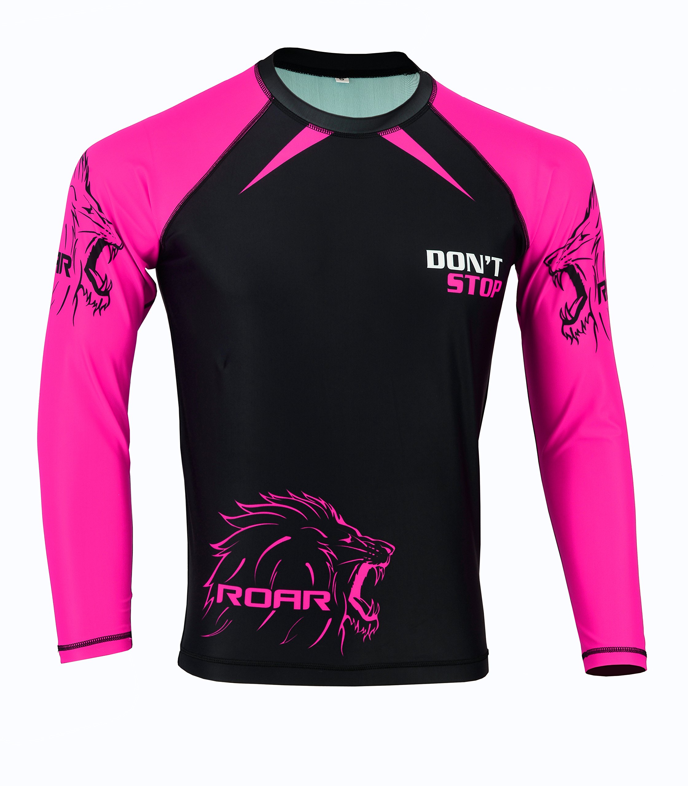 Roar No Gi Full Set Ladies Grappling Rash Guard Female Fight Wear (Pink-Black, Small)