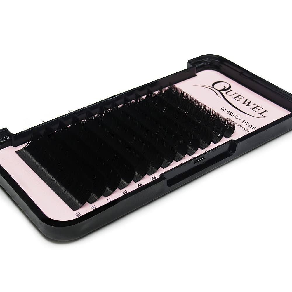 QUEWEL Eyelash Extensions 0.15mm C Curl Mix 8-15mm Supplies Matte Black Individual Eyelashes Salon Use|0.03/0.05/0.07/0.10/0.15/0.20mm C/D Single 8-18mm Mix 8-15mm/10-15mm|(0.15 C Mix8-15mm)