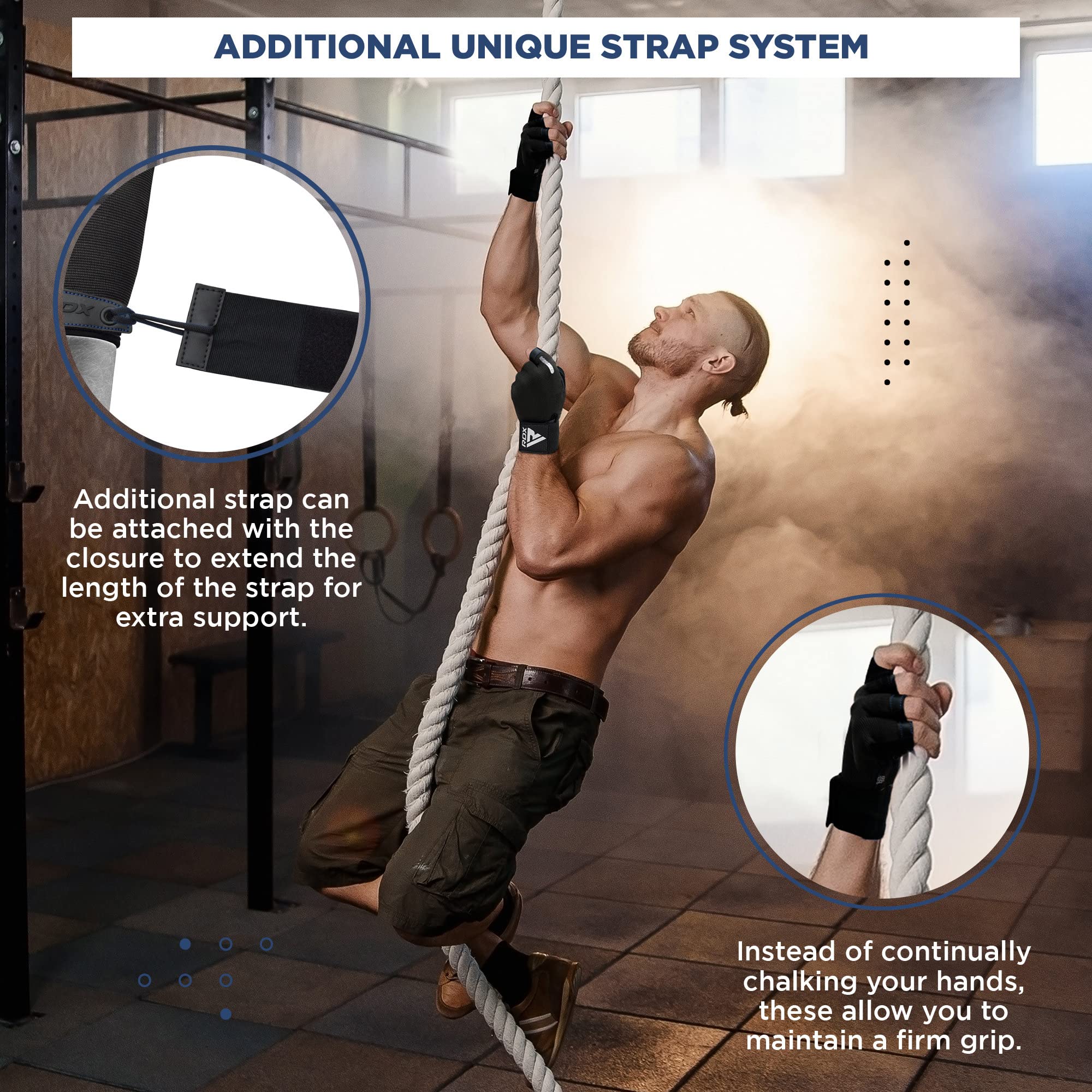RDX Weight Lifting Gloves, Additional Stretchable Long Wrist Support, Full Palm Grip, Men Women Fitness HIIT Workout, Bodybuilding Powerlifting Strength Training Cycling Exercise Home Gym Equipment