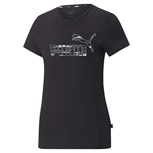 PUMA womens Essentials+ Animal Logo Tee T Shirt, Puma Black, Large US