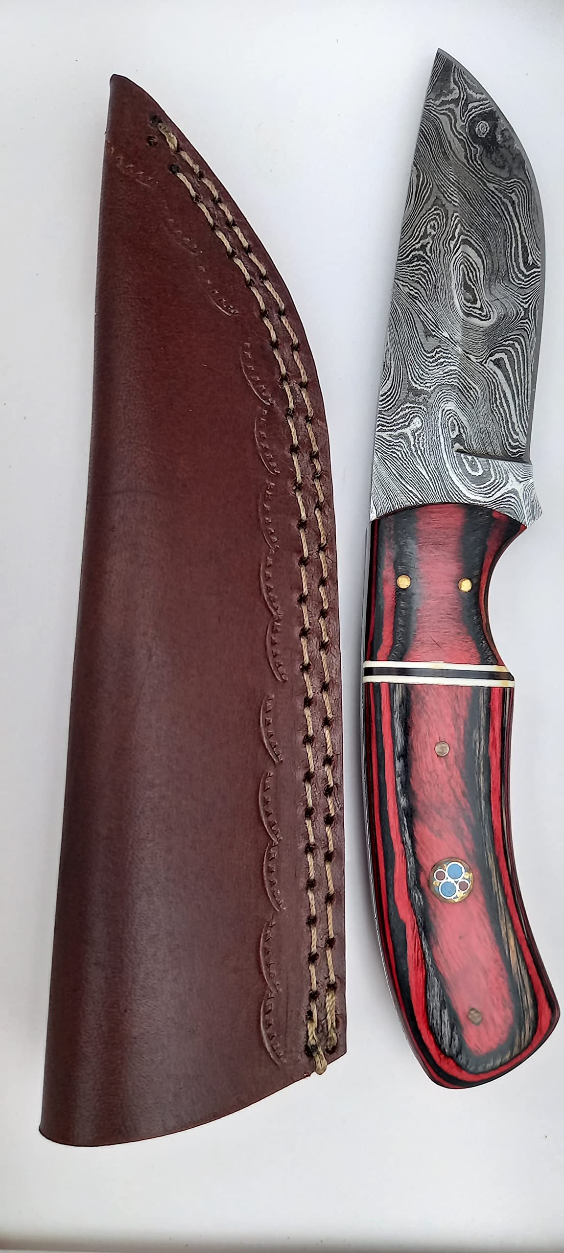 PSK22 - Full Tang Hand Made Damascus Hunting Knife With Pakka Wood Handle, Camping Gift