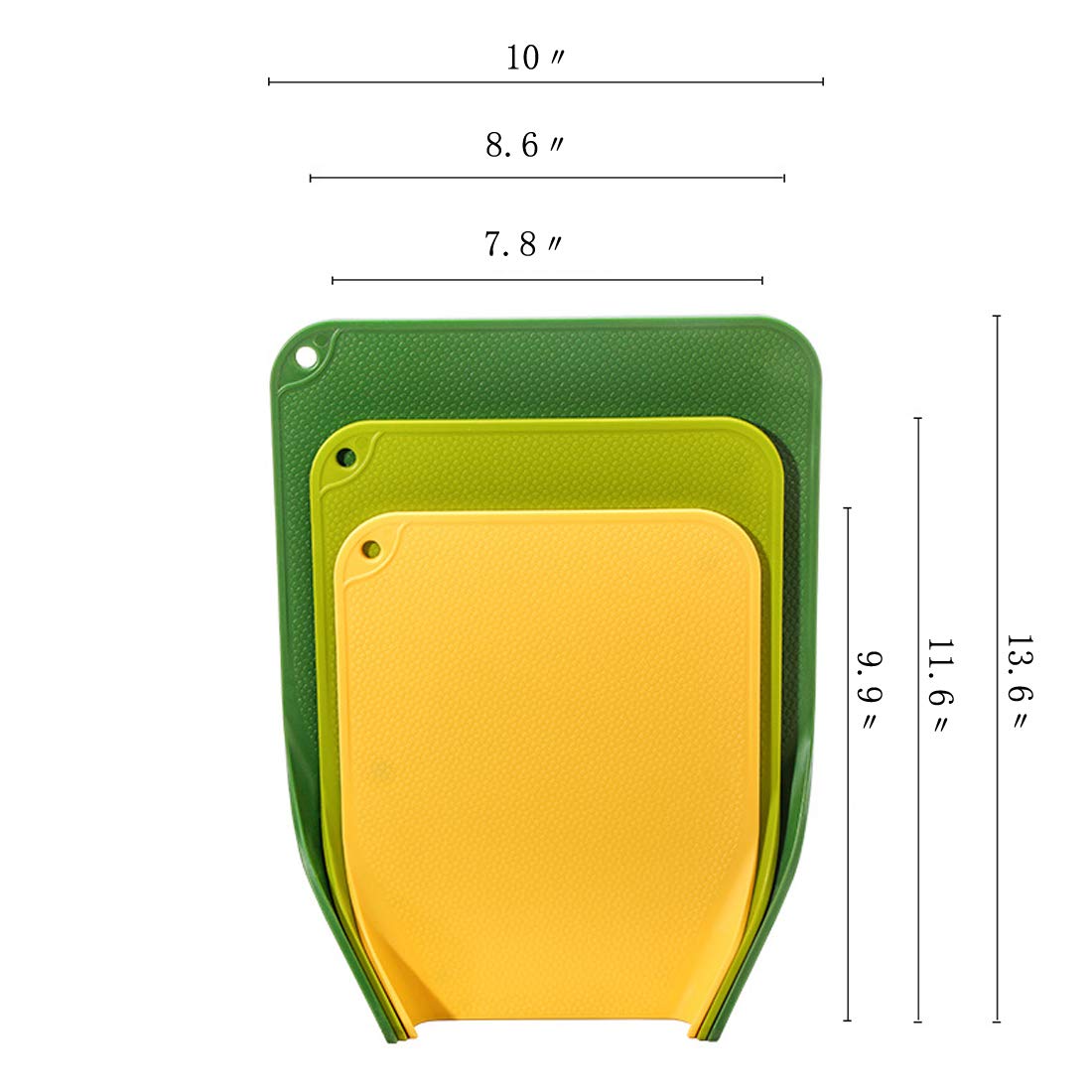 XIZEN Kitchen Cutting Board (3-Piece Set)-PP material Easy to wash BPA-free,The bottom curling design makes food not easy to spill,Texture cut surface,Rubber bottom non-slip., Multicolor, YZ0003