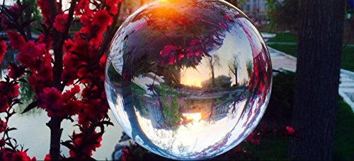 LONGWIN 150mm (5.9 inch) Divination Crystal Ball Glass Globe Sphere Free Wooden Stand