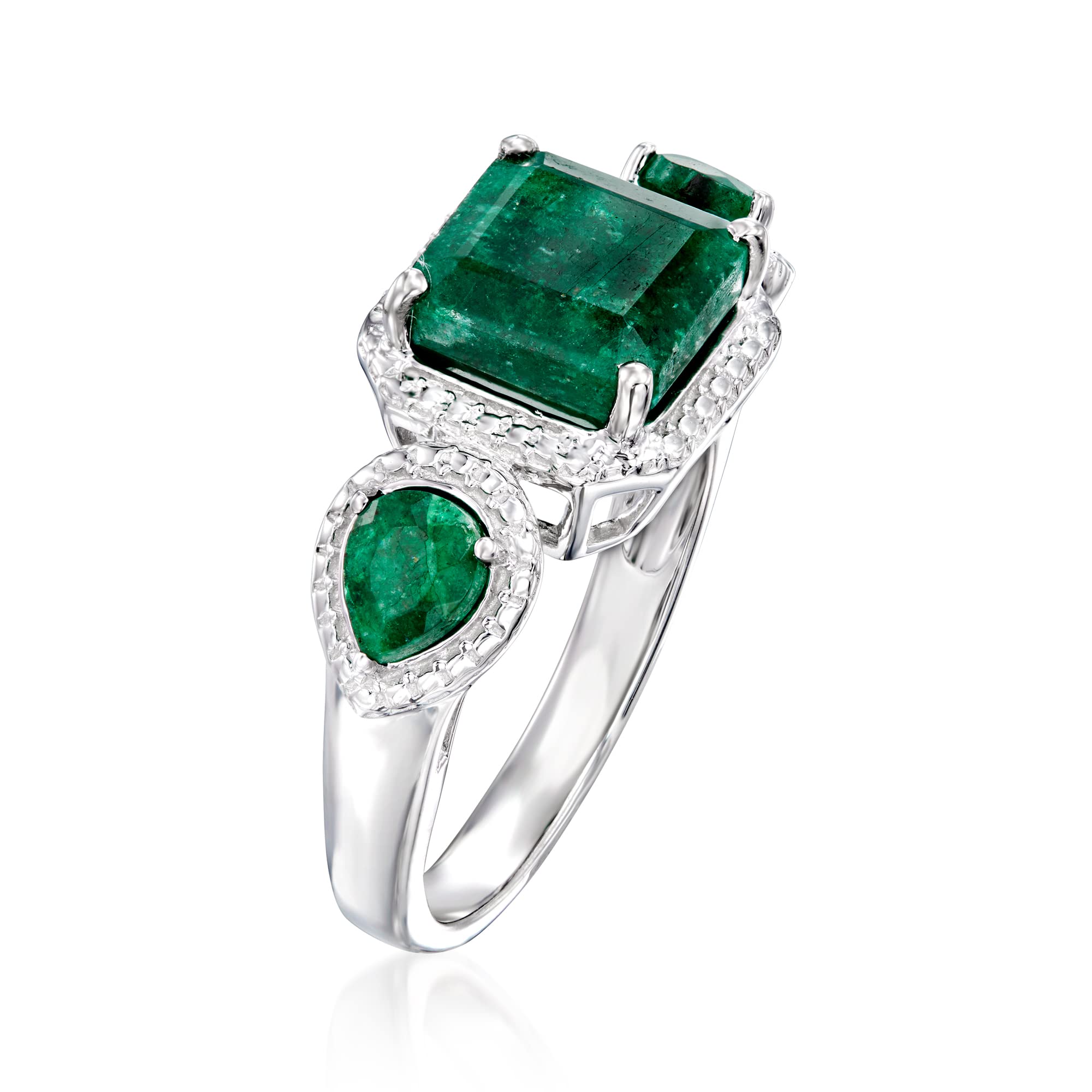 Ross-Simons 2.50 ct. t.w. Emerald Ring in Sterling Silver. Size 8