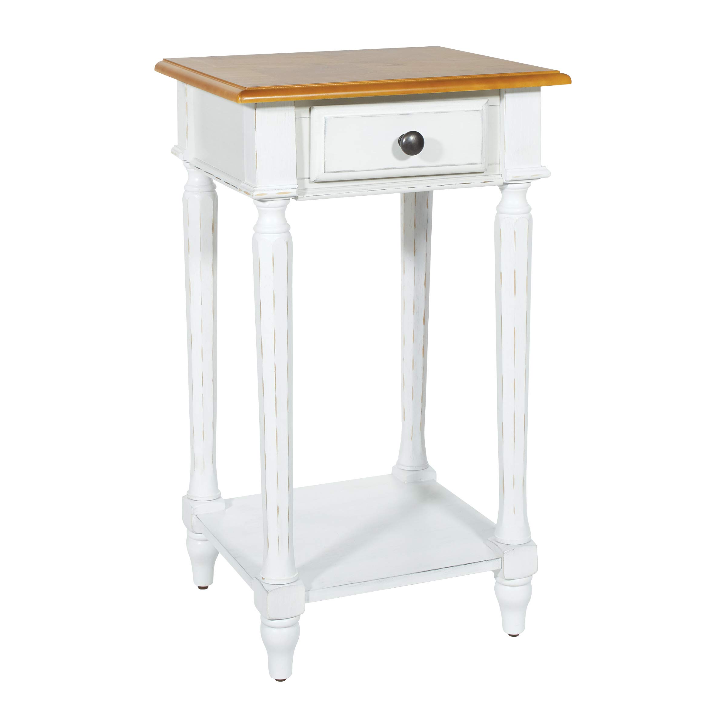 OSP Home Furnishings Medford Side Table in Distressed White Finish