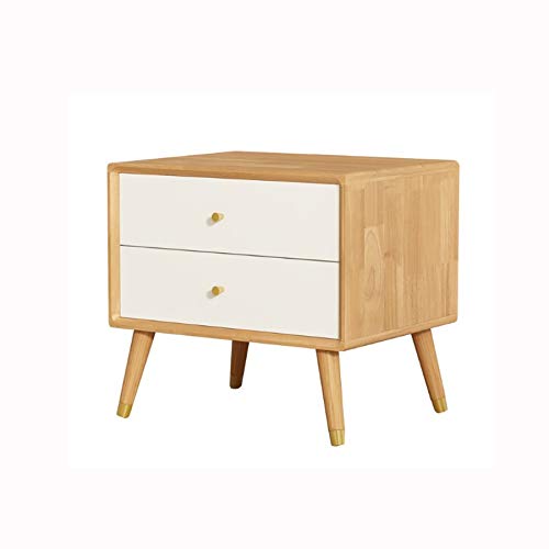 ZHAOLEI Solid Wood Bedside Storage Cabinet, Simple and Double Drawer Design Bedside Table