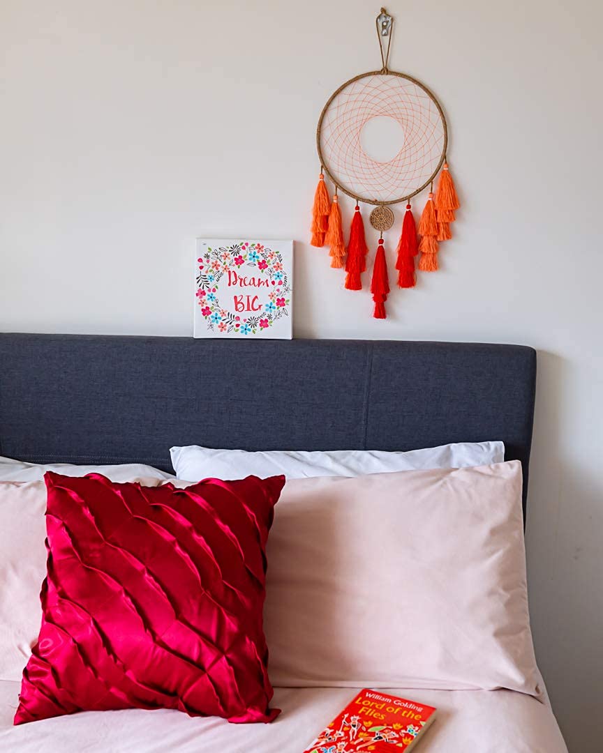 Now Is Now Boho Fall Autumn Rustic Urban Vibrant Wall Decor Amber Tassels Web Dream Catcher Hanging Height 23.6 in (60 cms),