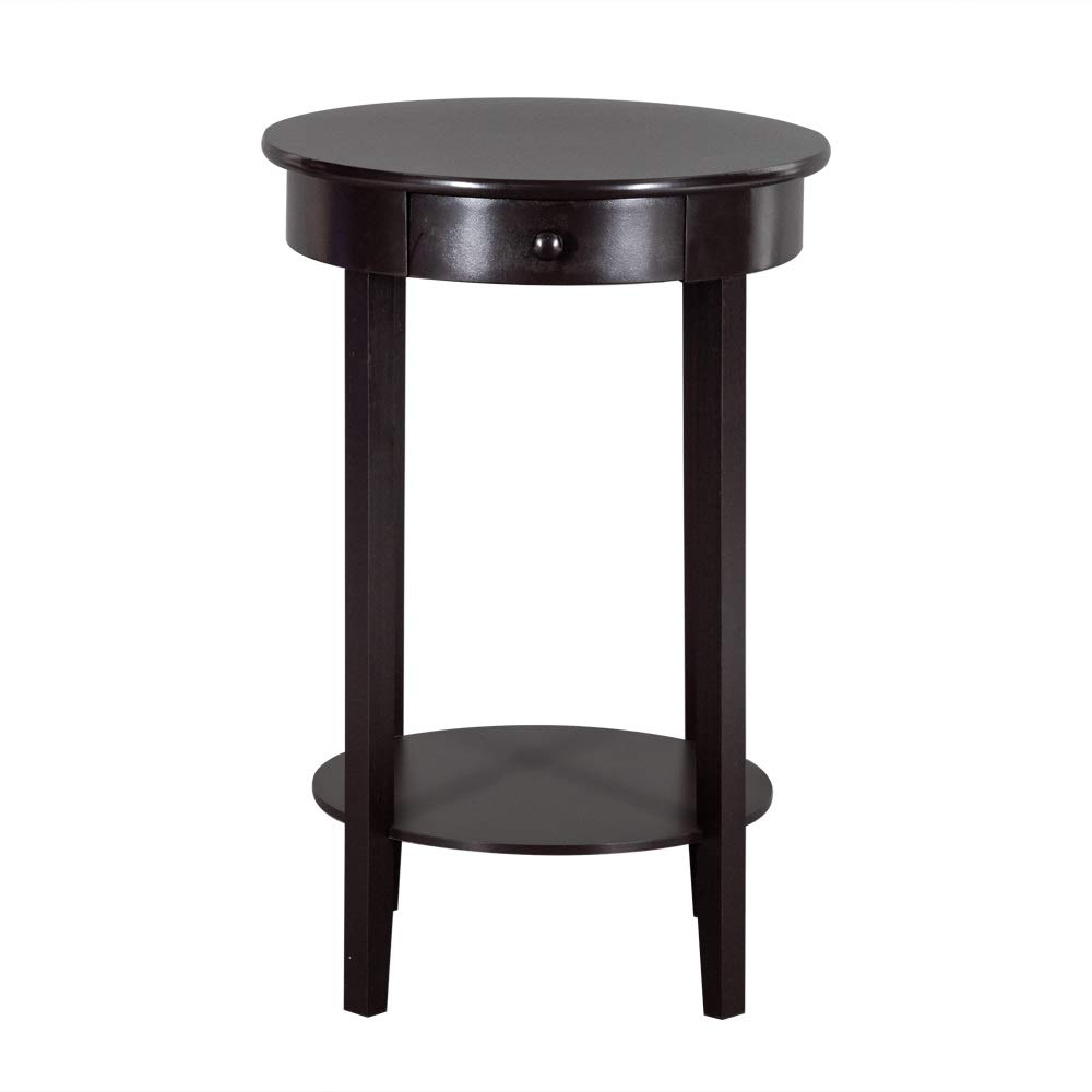 NAHDU 47x47x71CM Simple Round with Drawer Side Coffee Table Side Table End Table Brown for Livng Room