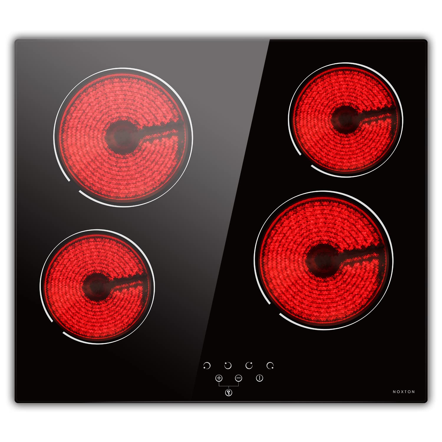 Noxton Ceramic Cooktop, Built-in 4 Burners Electric Stove Electric Cooker Hob With Touch Control Child Lock Timer Easy To Clean with Hard Wire 6000W 220~240V