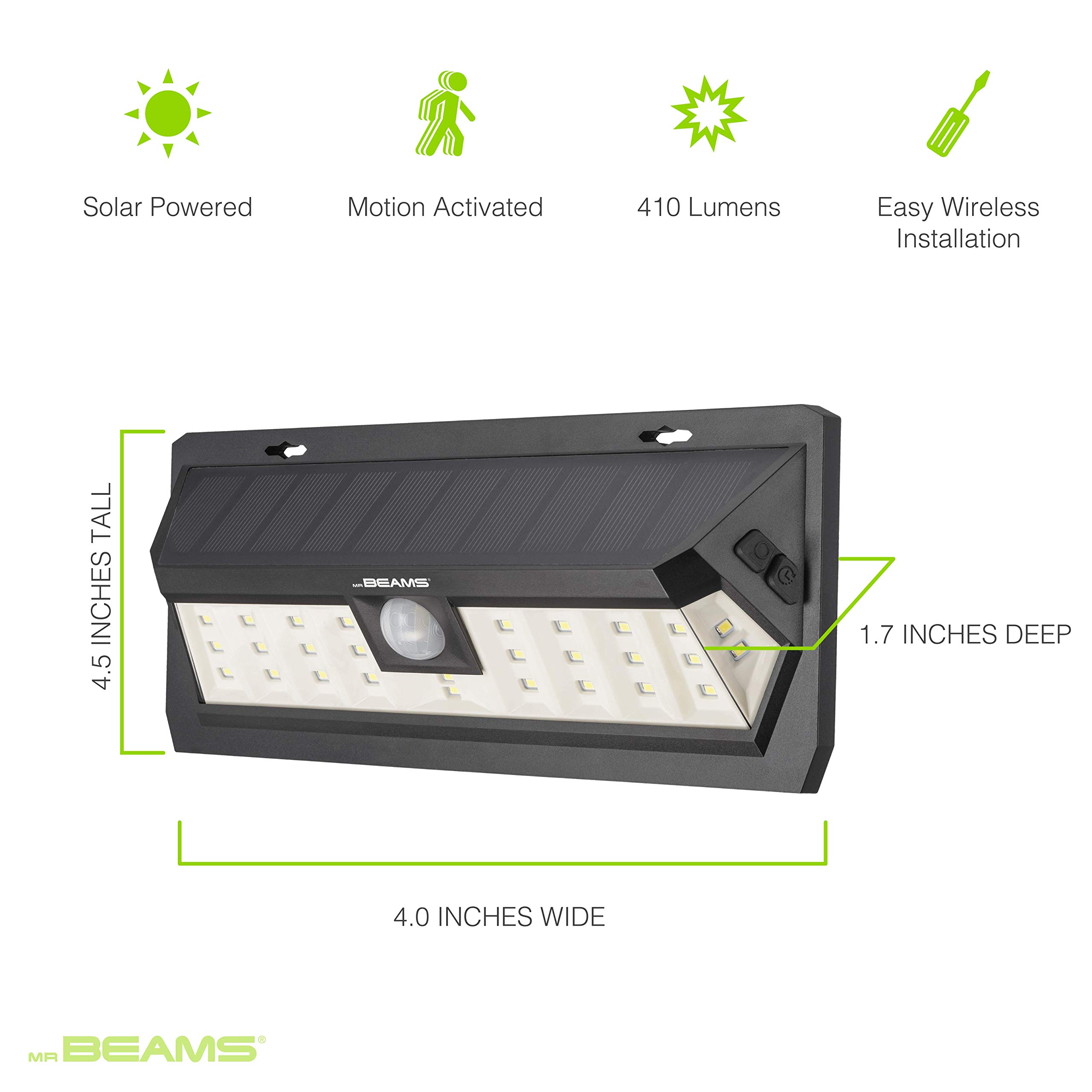 Mr Beams Solar Wedge Max 30 LED Security Motion Sensor Wall Light, 4-Pack, Black