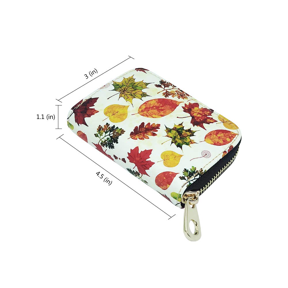 MOYYO RFID Credit Card Holder Case Leather Printed Zipper Card Case Wallet for Women Girls