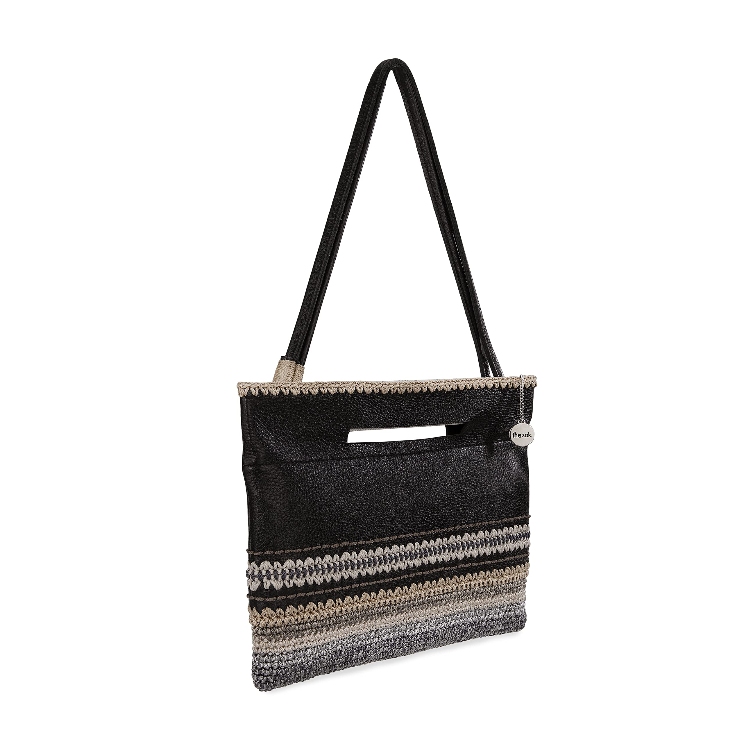 The Sak Linden 3-in-1 Convertible Crossbody Bag in Crochet, Adjustable Multi Use Strap, Black Seminyak