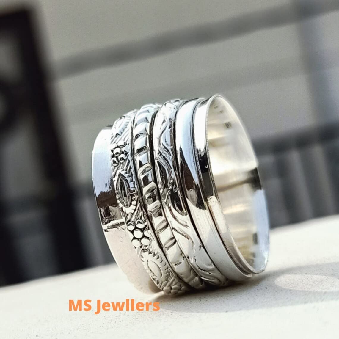 Spinner Ring-925 Sterling Silver Spinner Ring-Meditation Ring-Spinner Rings For Women-Bohemian Ring By SILVERJEWELRY (10 US)