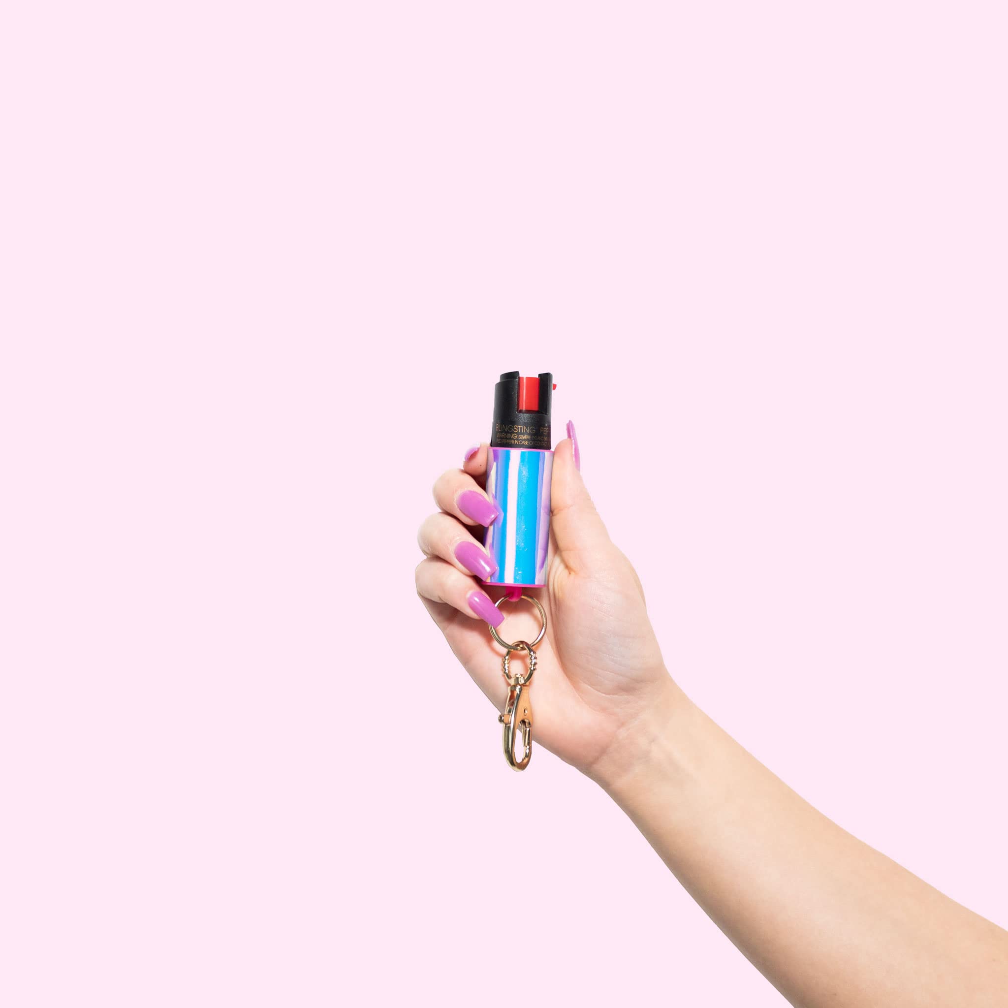 Pepper Spray Maximum Strength Self Defense Keychain for Women, 12-foot Spray Range & UV Dye - Holographic 2 Count