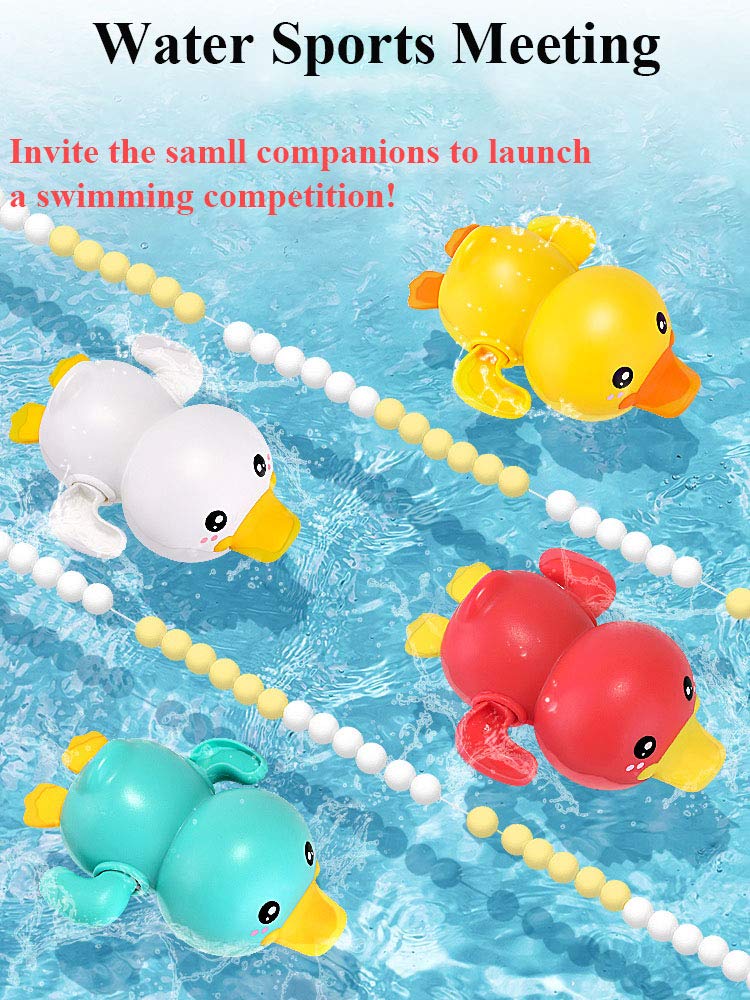 NEXTAKE Kids Bath Toy Wind-up Swimming Duckling Clockwork Bathtub Toy Water Toy for Toddlers (Yellow)