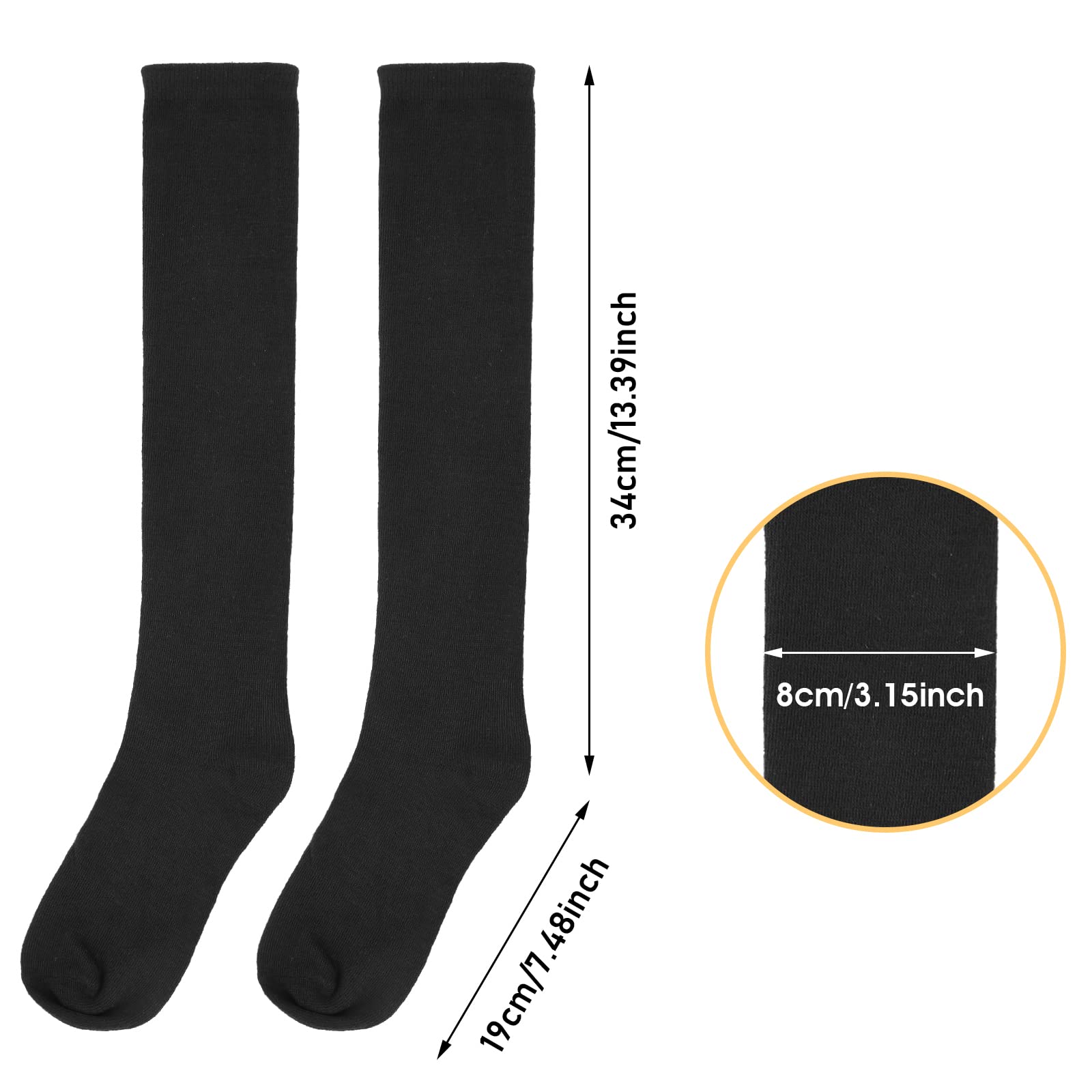 Sibba 2 Pair Womens Cotton Knee High Socks Winter Thermal Boot Top Long Socks Causal Soild Stripe Tube Knee Socks for Ski Snowboarding Hiking