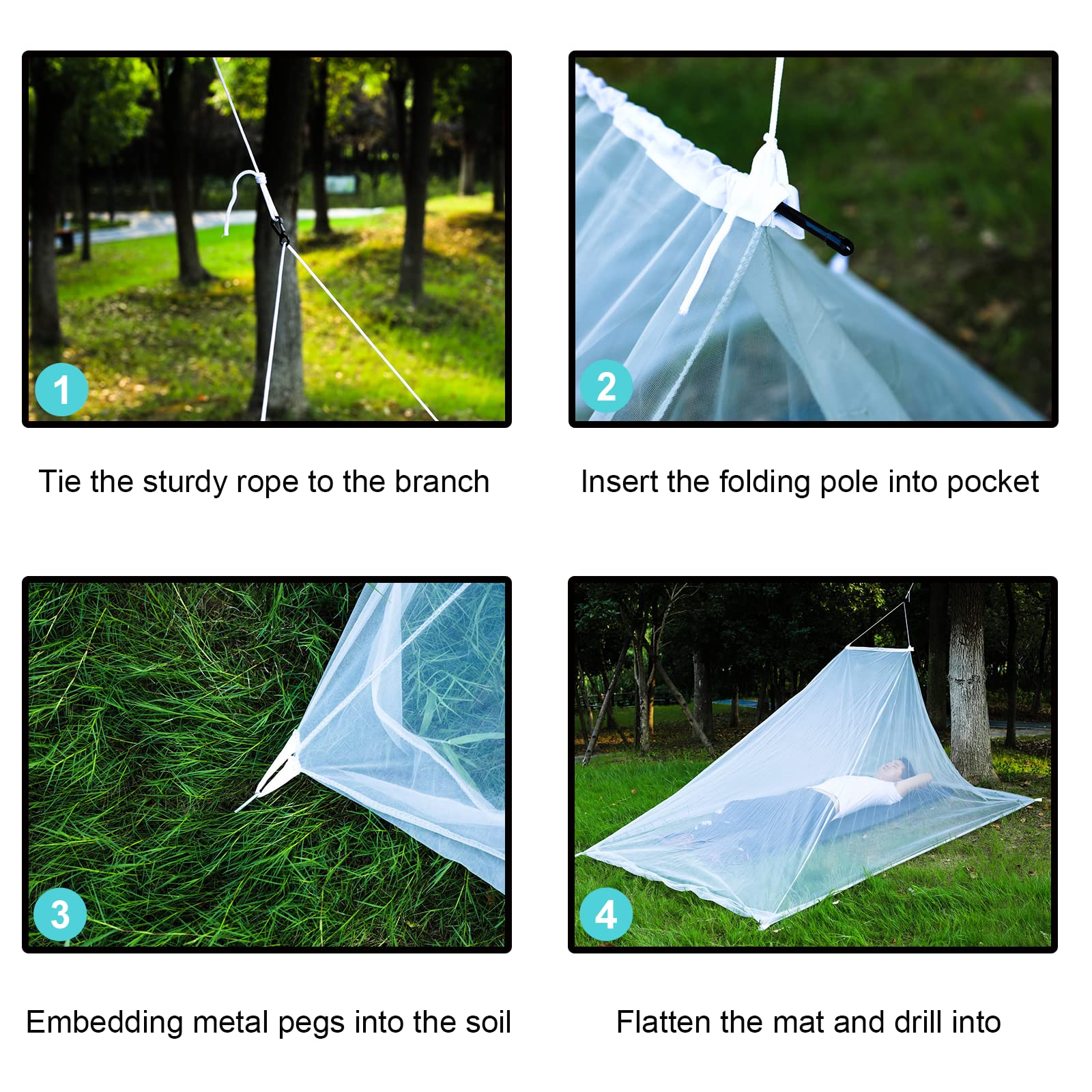 No-See-Um Camping Mosquito Net Bed Compact and Ultra-Light for Travel,Finest Holes Mesh 2000 Noseeum Netting for Camping and Hiking, Without Sleeping Mat (Single Light Grey Color,M)
