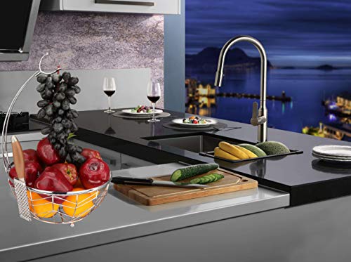 ROSYLINE Fruit Basket Banana holder, Elegant Fruit Bowl with Banana Tree Hanger (Chrome Finish)