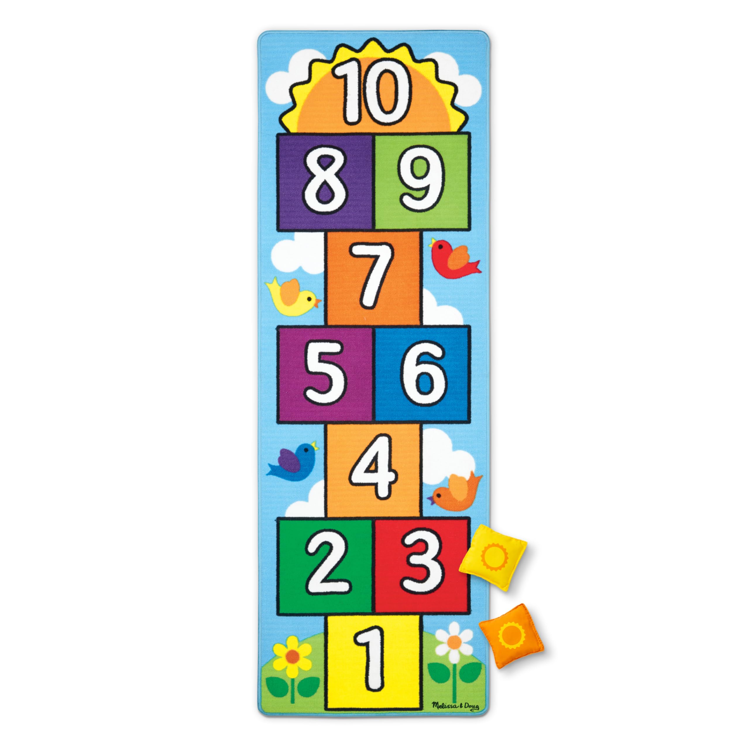 Melissa & Doug Hop & Count Hopscotch Rug (Play Space & Room Decor, Skid-Proof Backing, 27β H x 5.5β W x 5.5β L) - Classic Hopscotch Rug For Kids