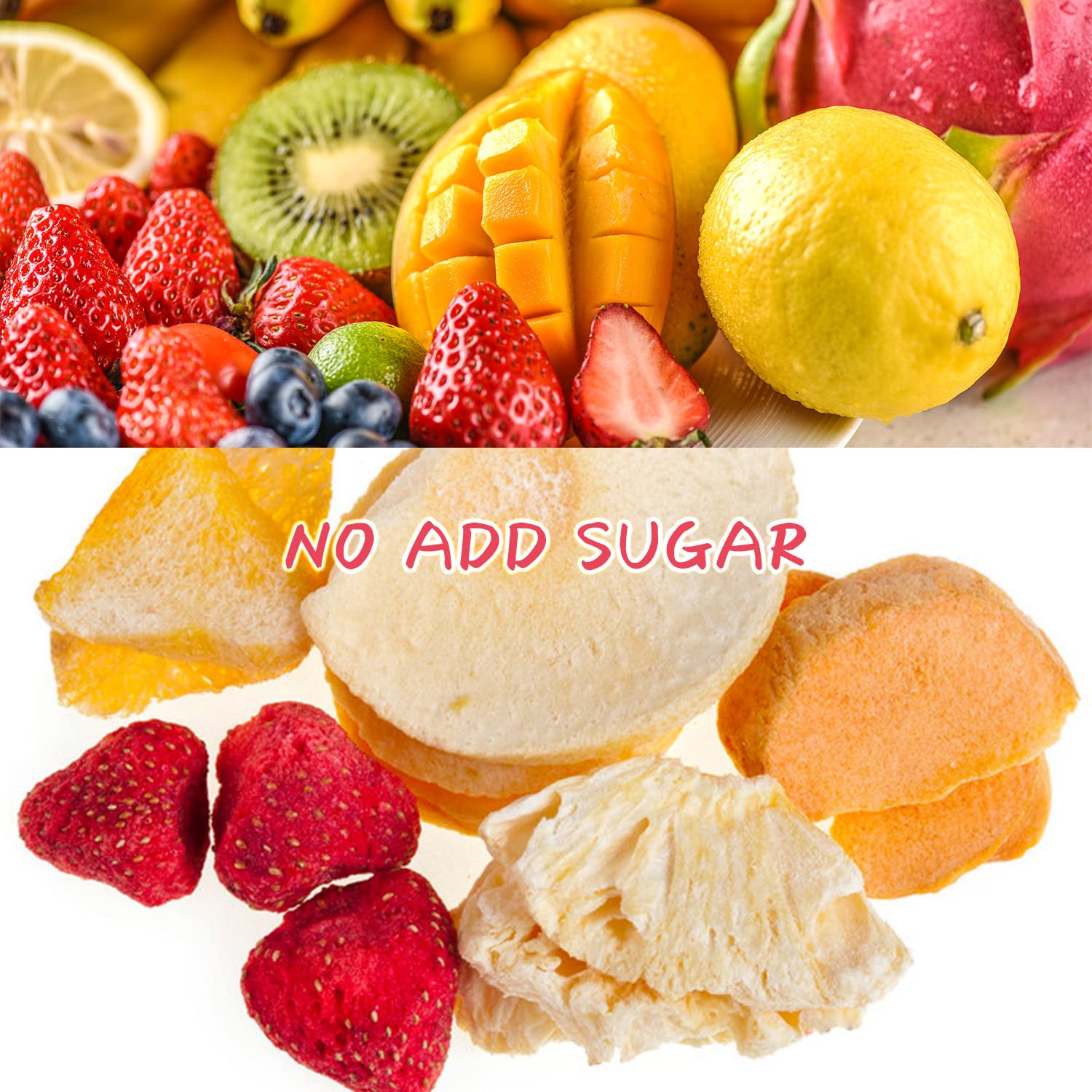 ONETANG Freeze-Dried Mixed Fruit, 12 Pack Single-Serve Pack, Non GMO, Kosher, No Add Sugar, Gluten free, Vegan, Holiday Gifts, Healthy Snack 0.35 Ounce