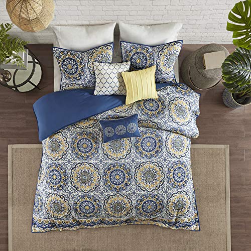 Madison Park Tangiers 6 Piece 2-in-1 Duvet Set, Blue, Cal, King/California King