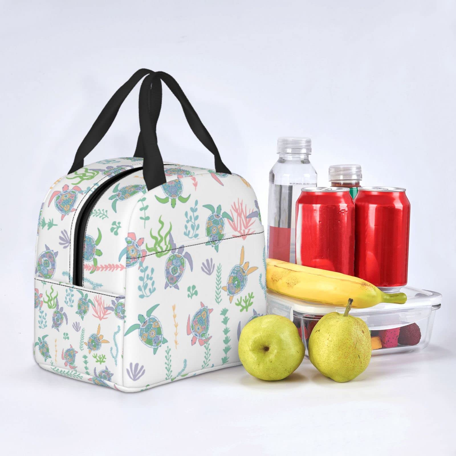 Ucsaxue Cute Sea Turtle Lunch Box Reusable Lunch Bag Work Bento Cooler Reusable Tote Picnic Boxes Insulated Container For Women Men Home School Office Outdoor Use