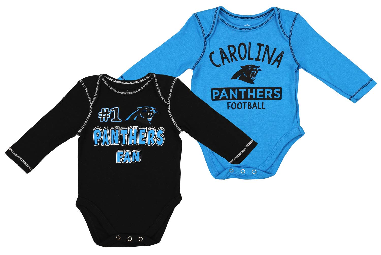 OuterStuff NFL Newborn (0M-9M) and Infant (12M-24M) 2 Piece Long Sleeve Creeper Set, Carolina Panthers 18 Months