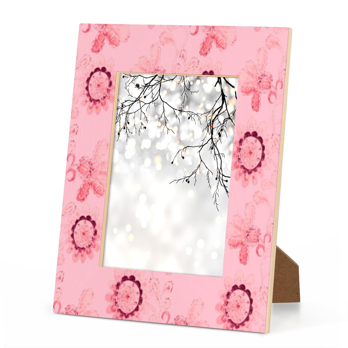 POFATO Red Sunflower Flower 4x6 Picture Frame Wood Photo Frame for Tabletop Display Wall Mount Picture Frame Display 4x 6 Inch Photo Wall Decor Home Gift Frames