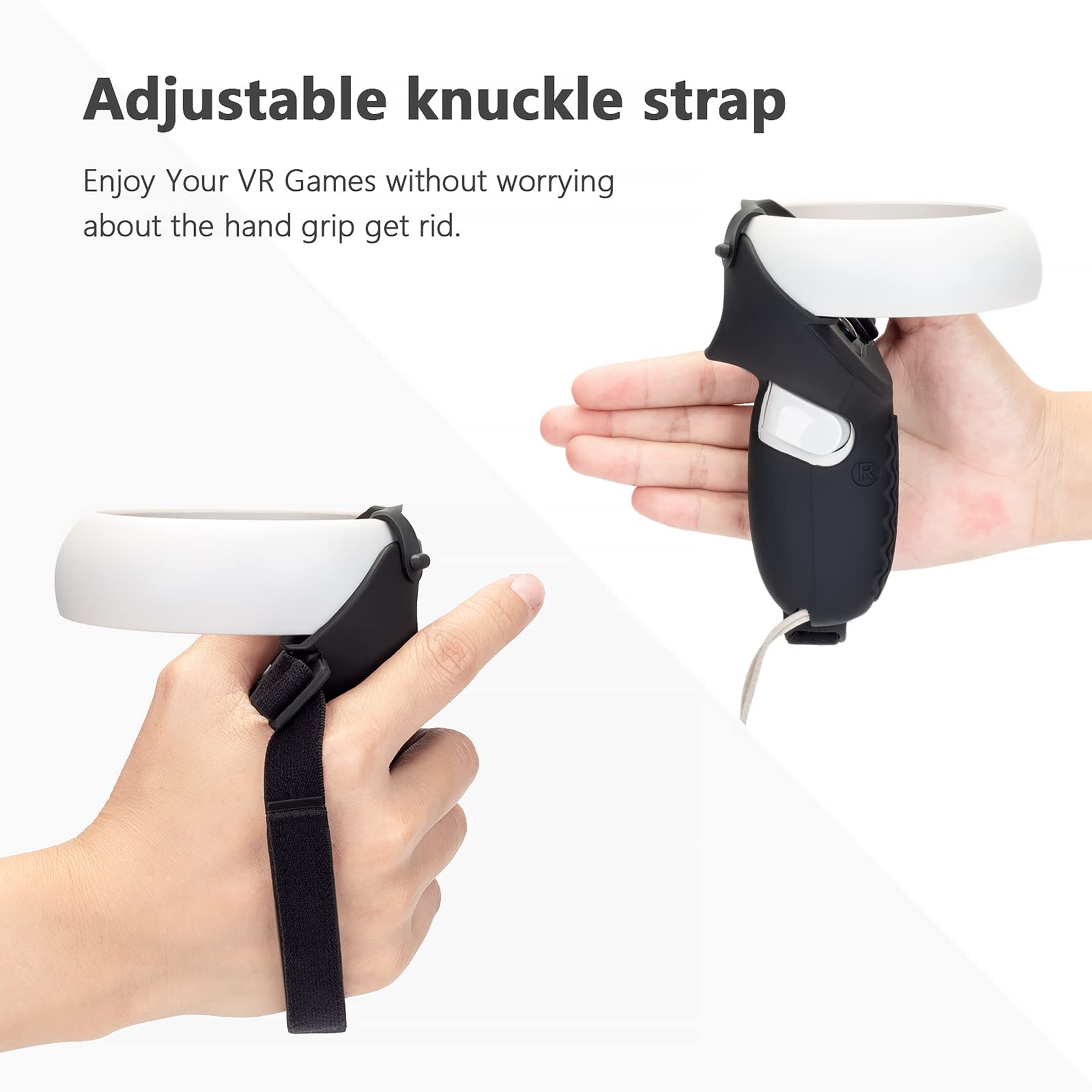 Touch Controller Grip Cover Compatible with Oculus/Meta Quest 2, Silicone Anti-Throw Grips Cover Protector with Adjustable Knuckle Strap, Quest 2 Anti-Sweat Anti-Fall Protective Handle Sleeve (White)