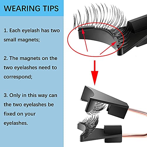 Onewly Magnetic Eyelashes, 3 Pairs Reusable Magnetic Eyelash Kit Dual Magnetic Eyelashes Dual Magnetic Lashes, Magnetic Eyelashes Natural Look