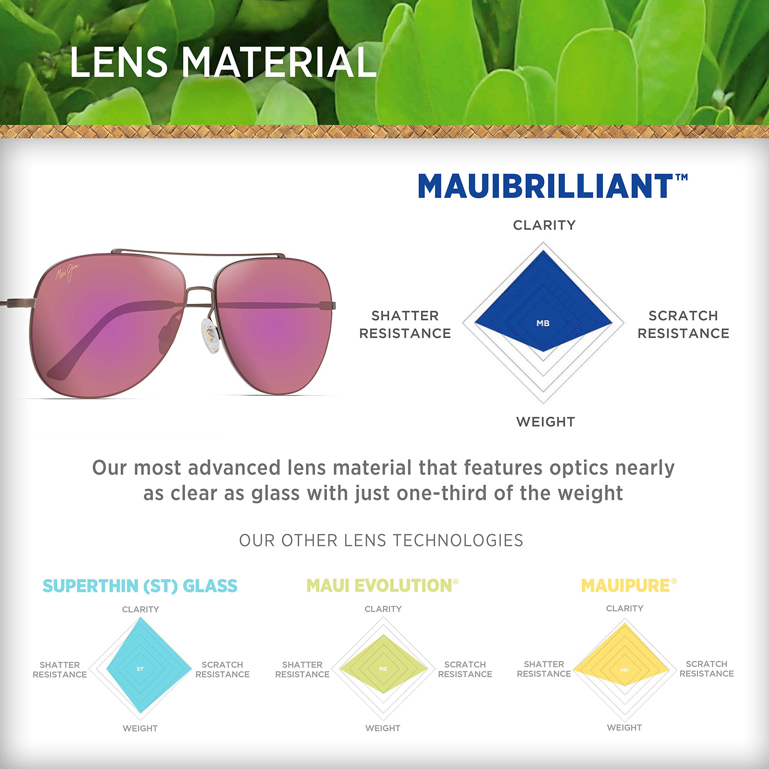 Maui Jim Men's and Women's Cinder Cone Polarized Aviator Sunglasses, Satin Sepia/MAUI Sunrise, Medium