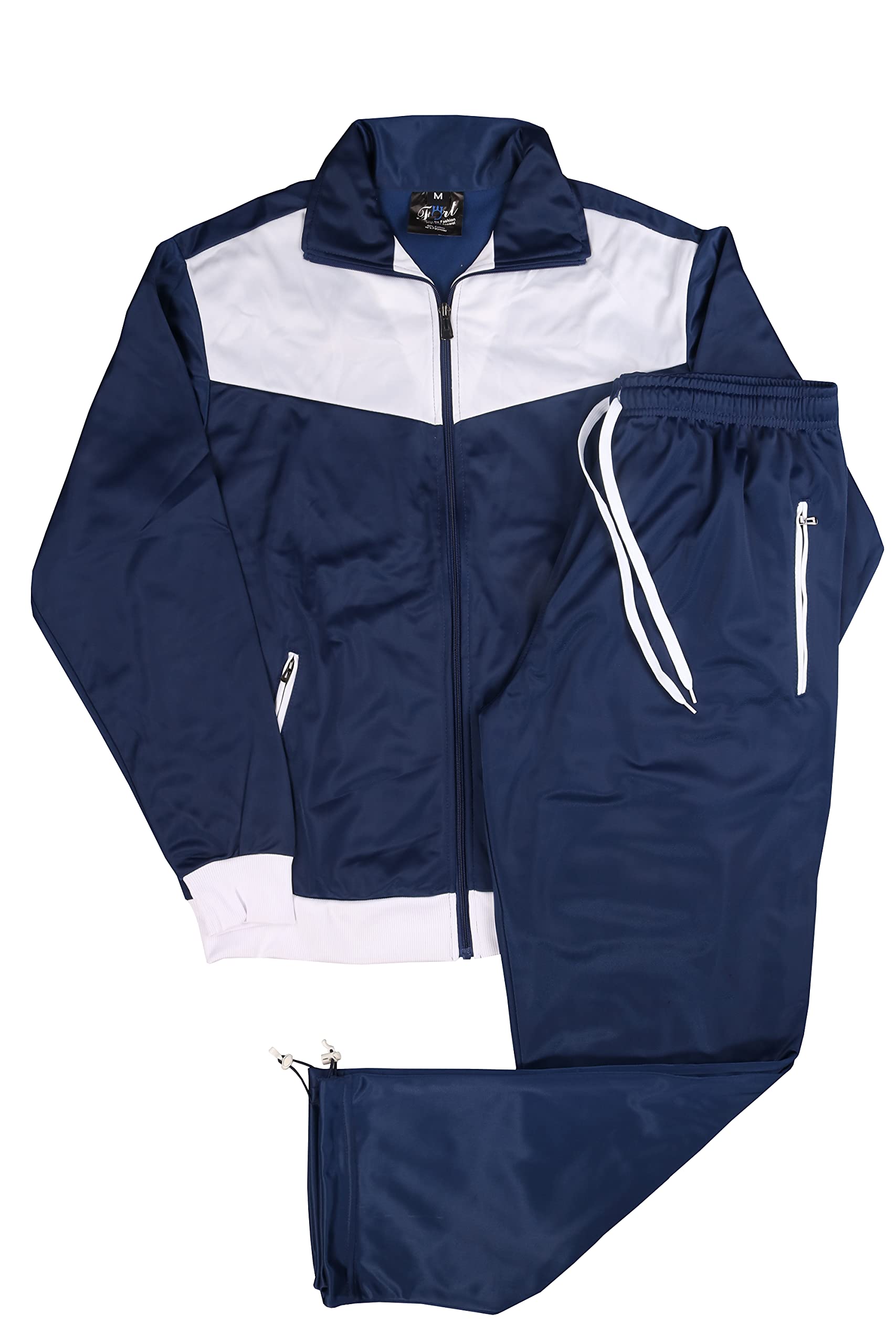 Men Classic Full Zip Track Jacket and Jogging Track Pant Active Wear Sports Tracksuit Set (Blue, 4XL)