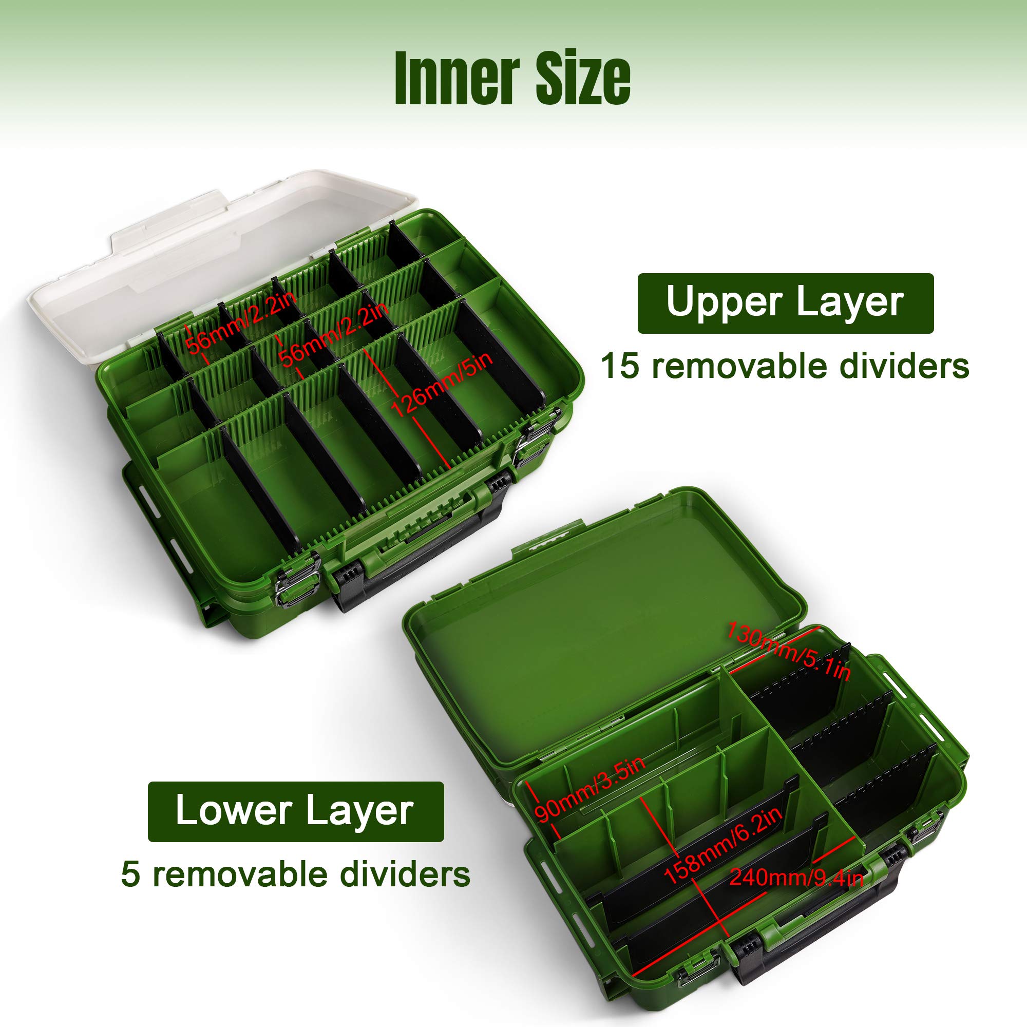 Rodeel Specialist Tackle System, Fishing Tackle Box for Storage and Organization of Fishing Accessories and Tools with Adjustable Compartments,size 15.2 x10.4x 7.5inch