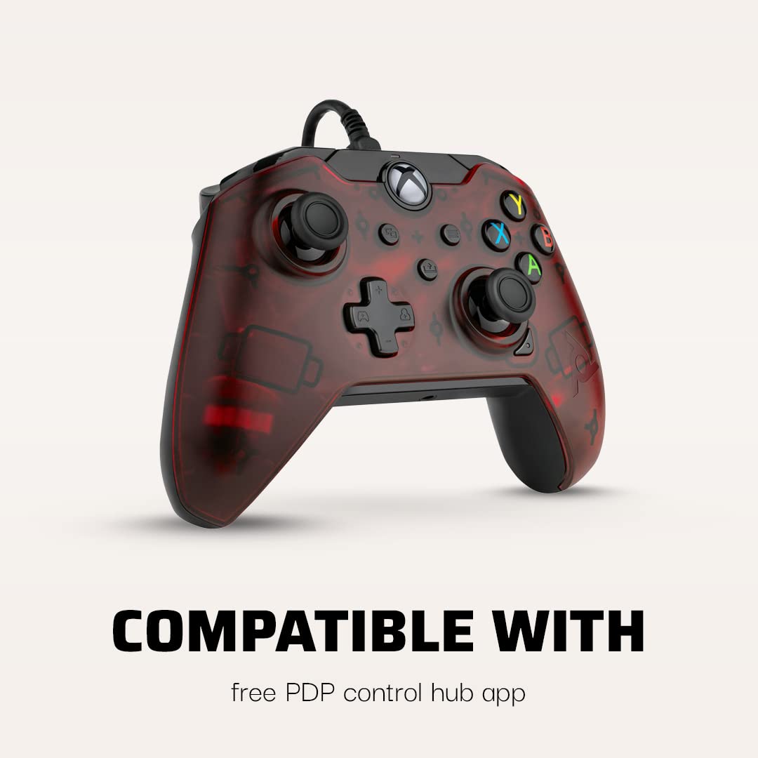 PDP Wired Game Controller - Xbox Series X|S, Xbox One, PC/Laptop Windows 10, Steam Gaming Controller - USB - Advanced Audio Controls - Dual Vibration Videogame Gamepad - Crimson Red