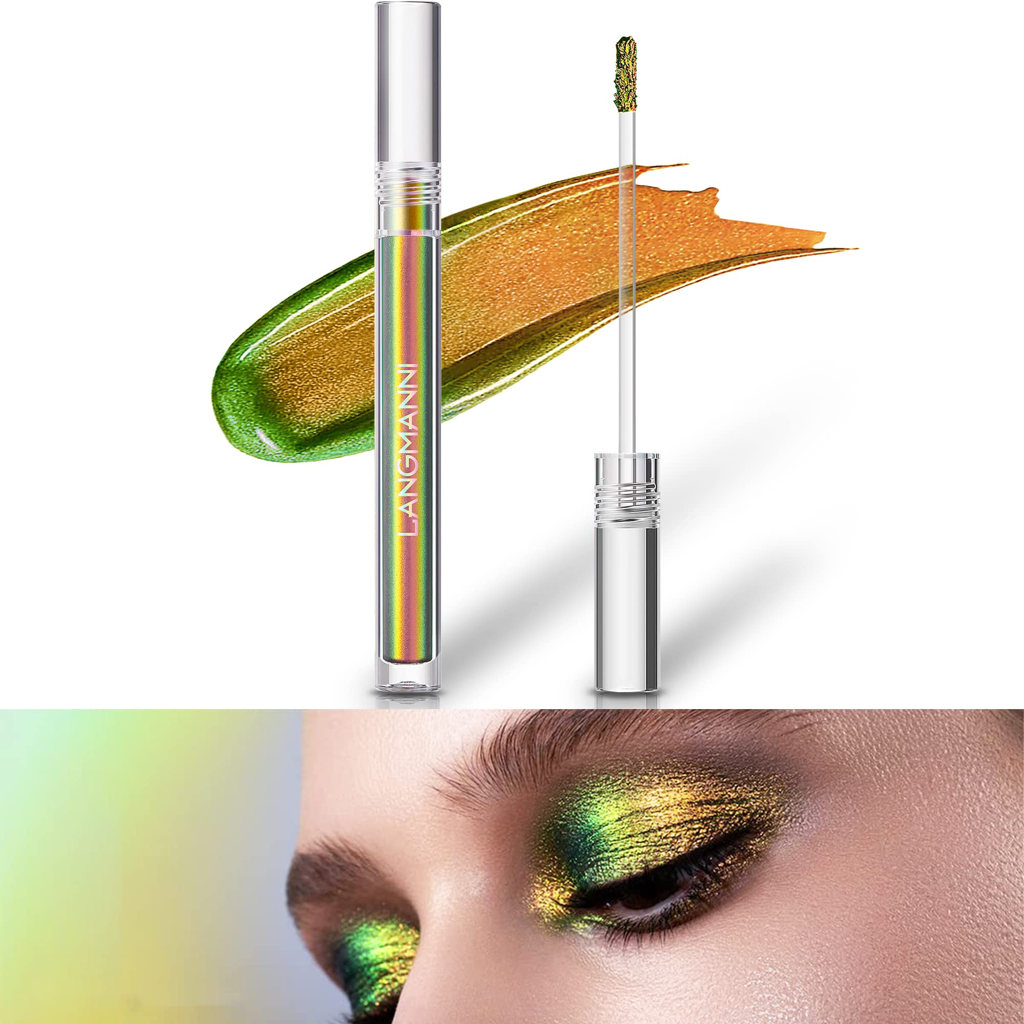 Witcrskm Liquid Eyeshadow, Chameleon Glitter Eye Shadow Makeup, MultiColor Shifting Pigment, Quick-Drying & Waterproof, Ideal Gifts For Sister Girls Girlfriend Women, 3ml