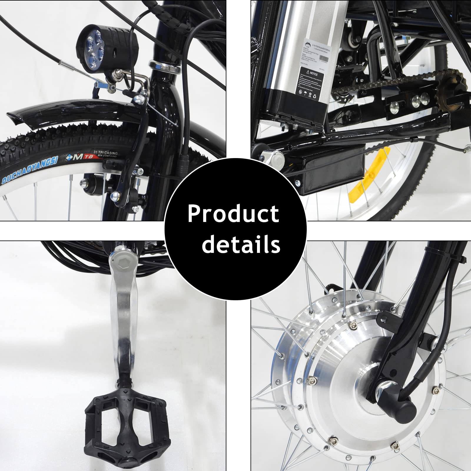 TMIAD 3 Wheel Electric Bicycle 24" Tricycle for Adults with 350w Motor and 36V 12Ah Removable Lithium Battery, Low Step-Through Aluminum Frame, Cargo Basket (Blue 2)