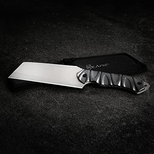 Reapr 11012 JAMR Knife with Sheath, 11-Inch Overall Length, Cleaver Knife, Tactical Fixed Blade Knife with Tanto Blade, Drop Point Knife, Stainless Steel Knife, Silver