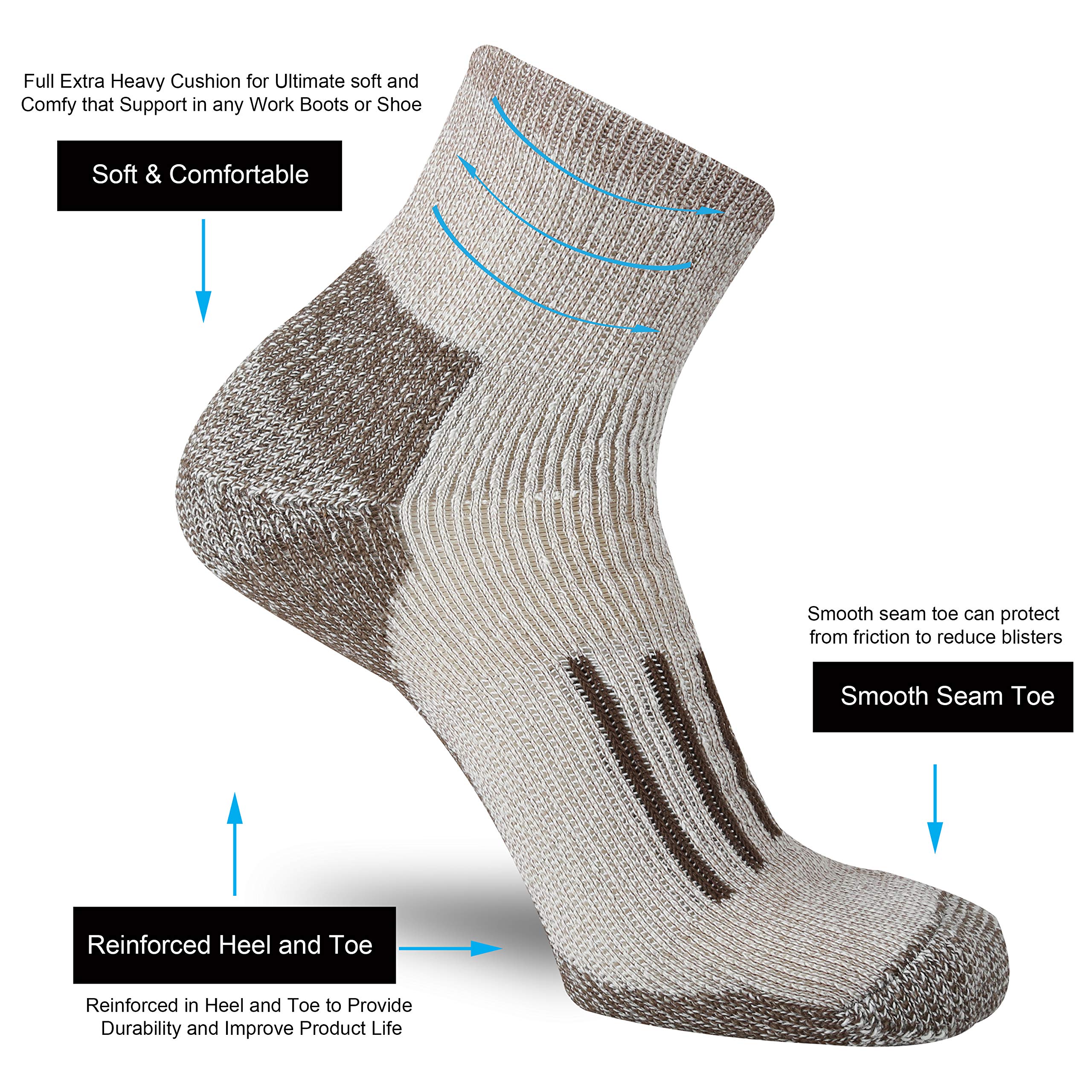 ONKE Merino Wool Low Cut Quarter Socks for Men Outdoor Trail Running Hiking Hiker All Season with Moisture Wicking Control(Brown L)