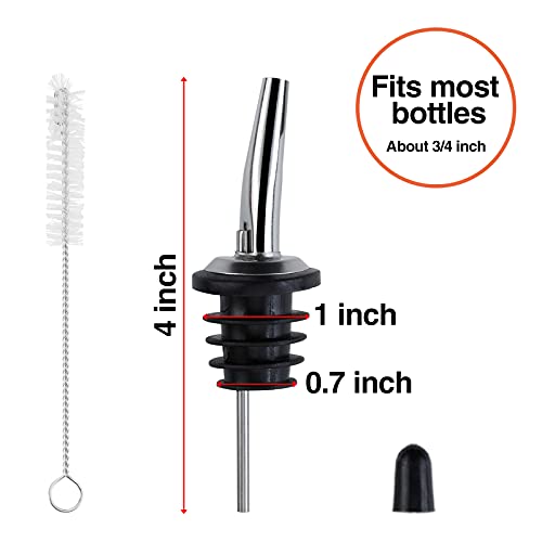 XMSound 48 Pack Stainless Steel Classic Bottle Pourers with Rubber Dust Caps,For Alcohol Spouts Bottle Spout Liquor Bottle Pourers Pour Spouts,For Liquor Bottles Liquor Pourers liquor dispenser bar
